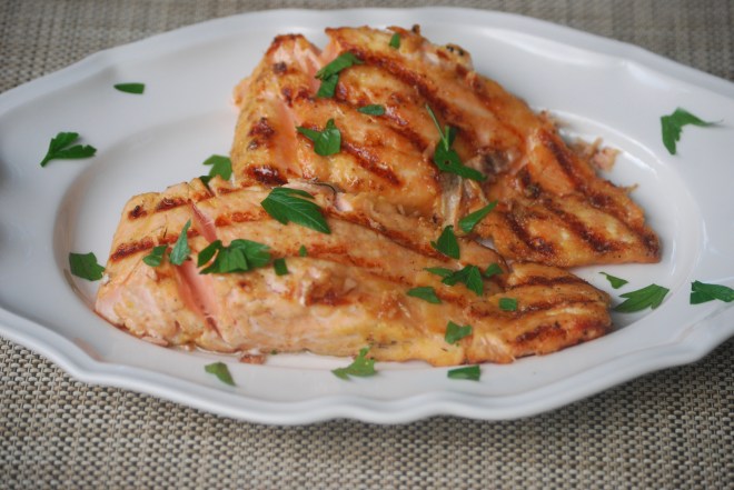 Seared Mustard-Coated Salmon – Cooking with Nigella